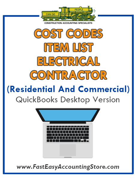 Electrical Contractor Residential And Commercial QuickBooks Cost Codes ...