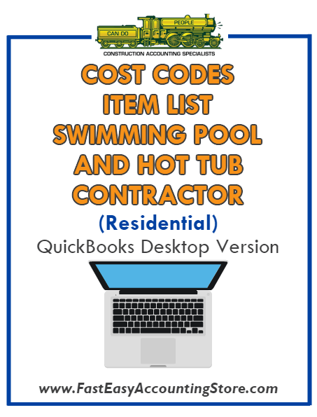 Swimming Pool And Hot Tub Contractor Residential QuickBooks Cost Codes ...